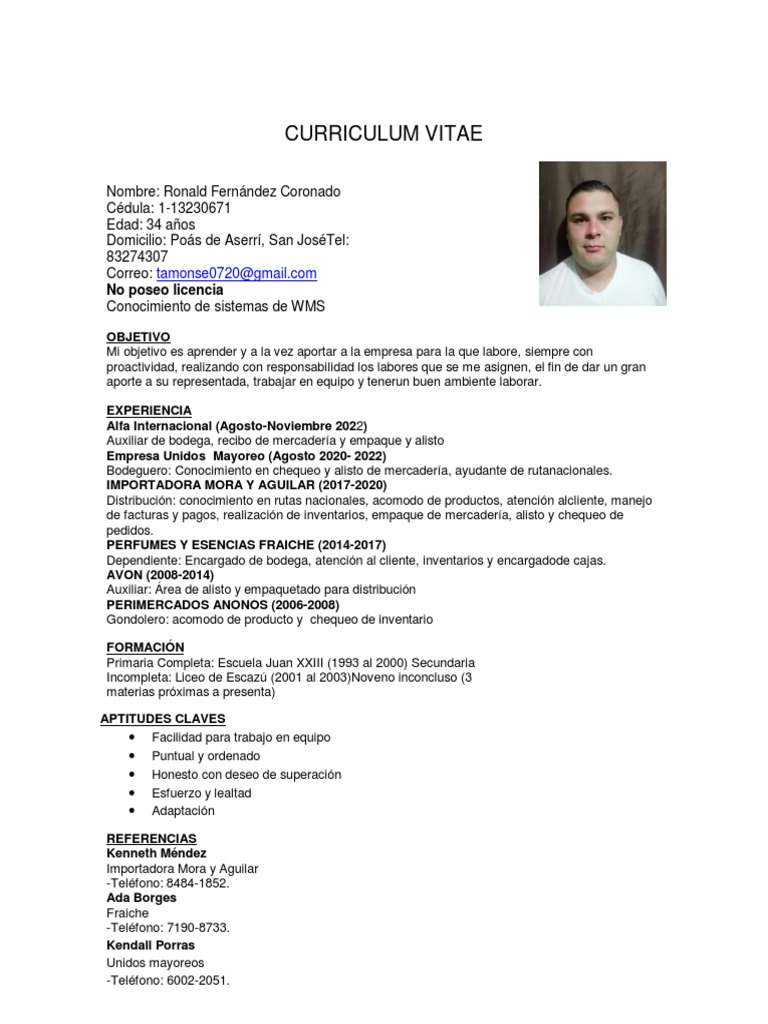 Curriculum Vitae Ronald Fernandez | PDF