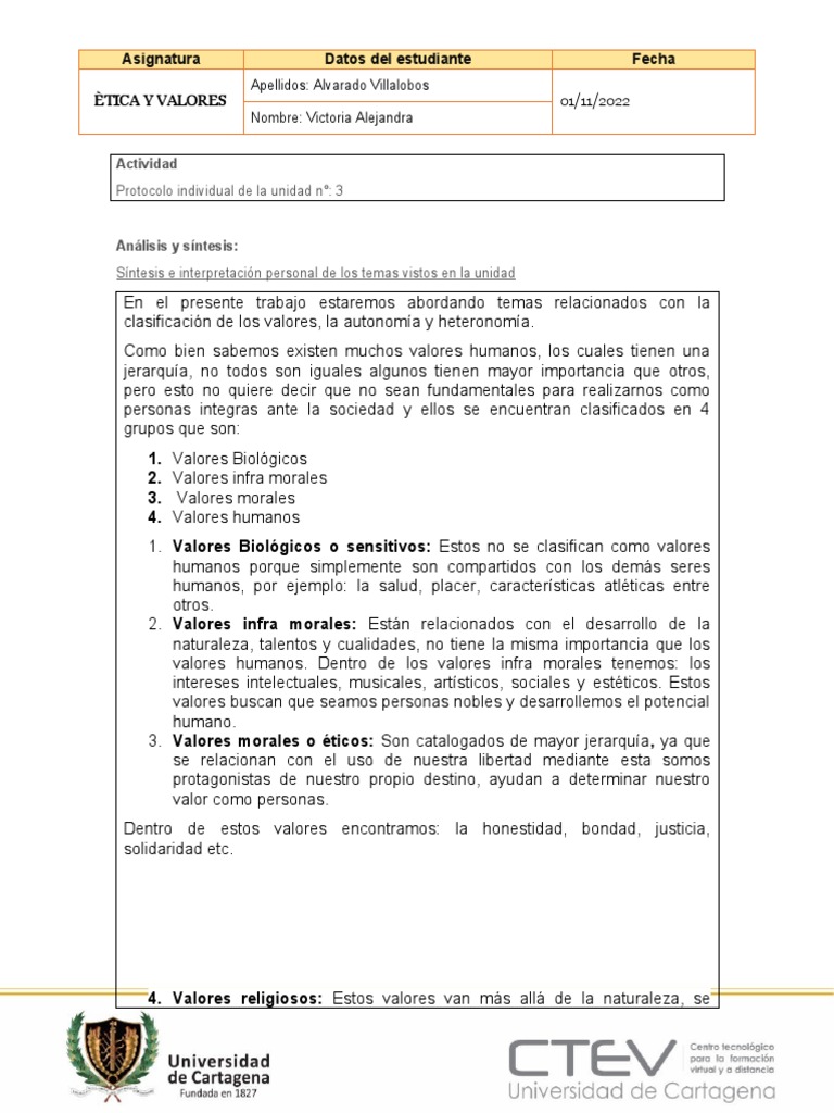Protocolo Individual Etica y Valores Unidad 2 | PDF | Moralidad | Democracia