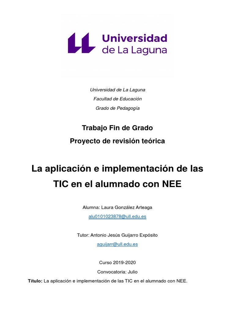 La Aplicacion e Implementacion de Las TIC en El Alumnado Con NEE | PDF | Método de enseñanza ...