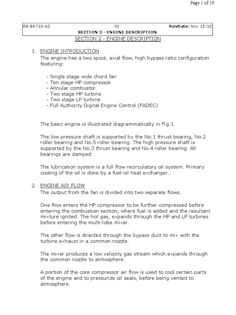 Br710-A2 Engine Description | PDF | Propulsion | Engines