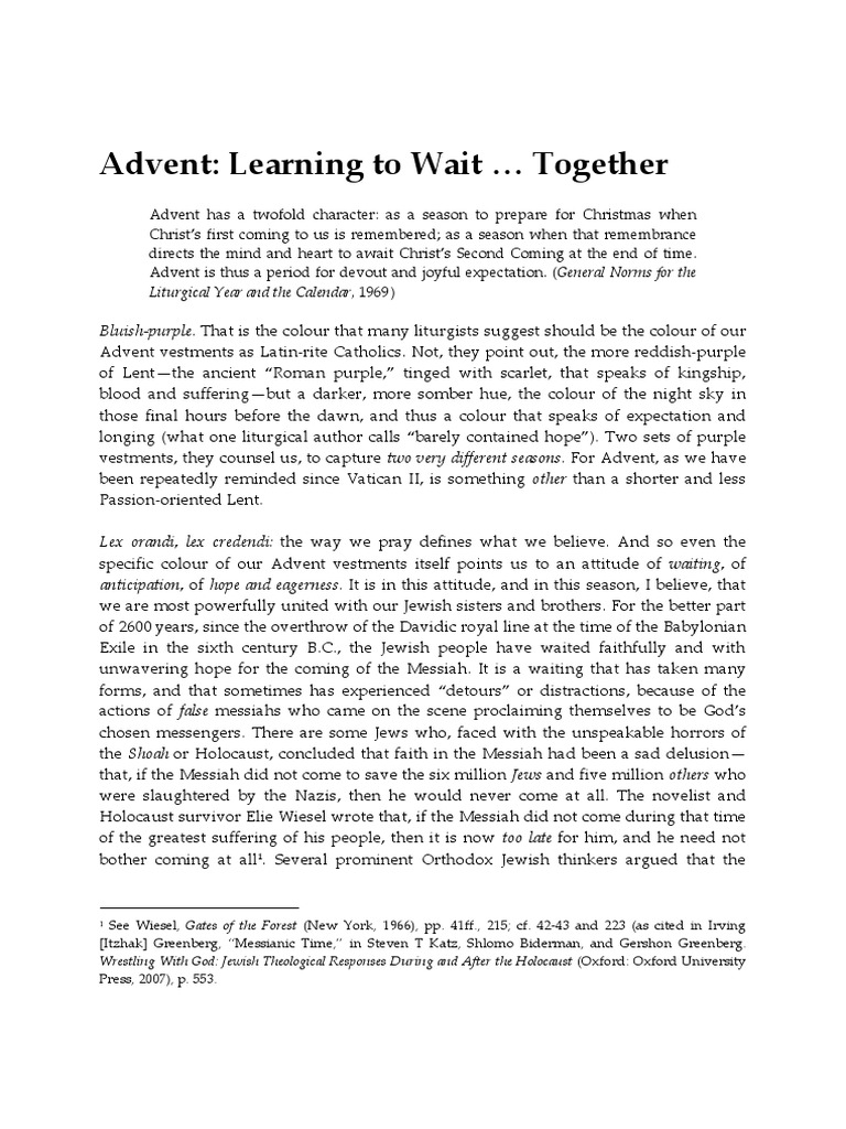 Advent - Learning To Wait Together | PDF | Messiah | Jesus