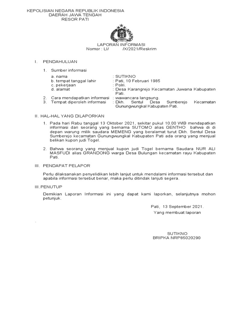 Li (Laporan Informasi) | PDF