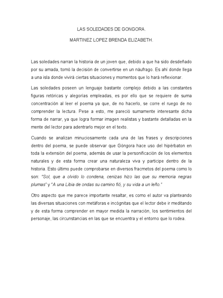 Análisis de "Las Soledades" de Góngora | PDF