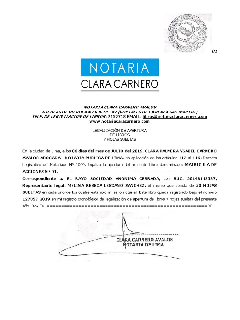 Legalizacion de Libro | PDF | Derecho Civil (Common Law) | Ley común