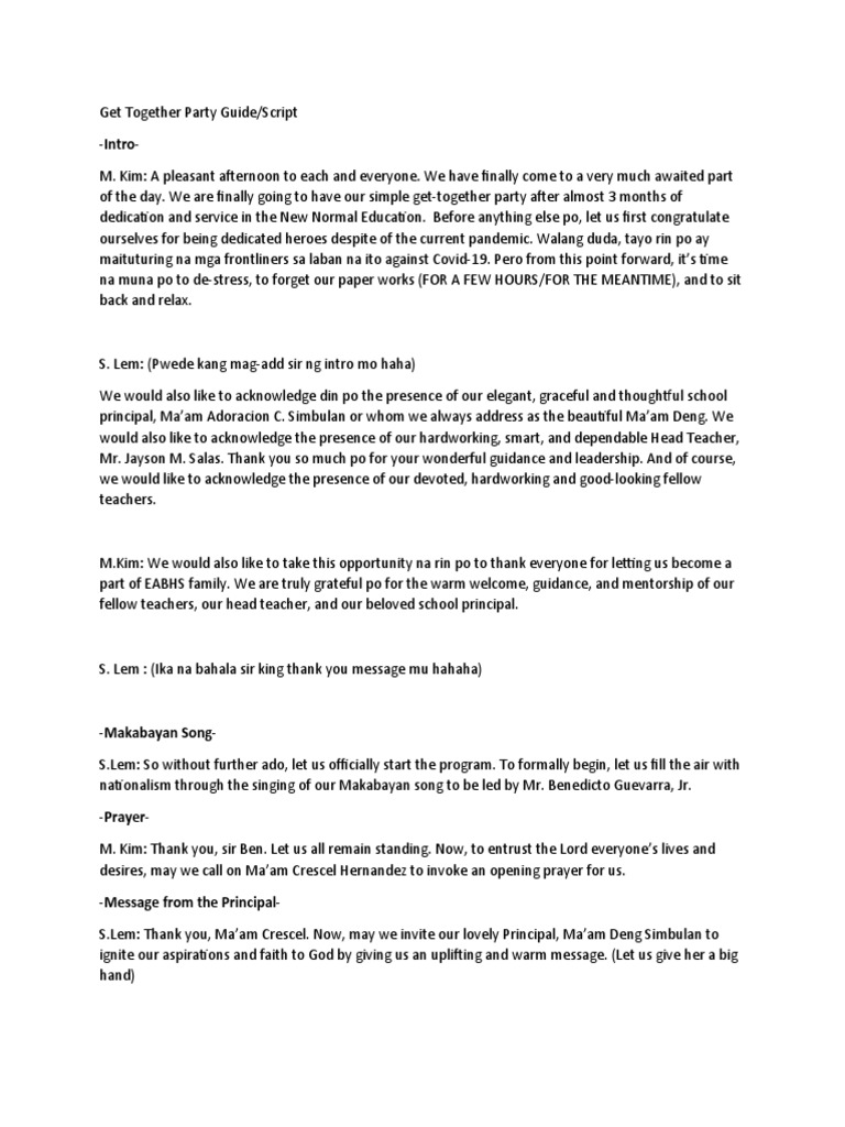 Get Together Party Sequence-Script | PDF