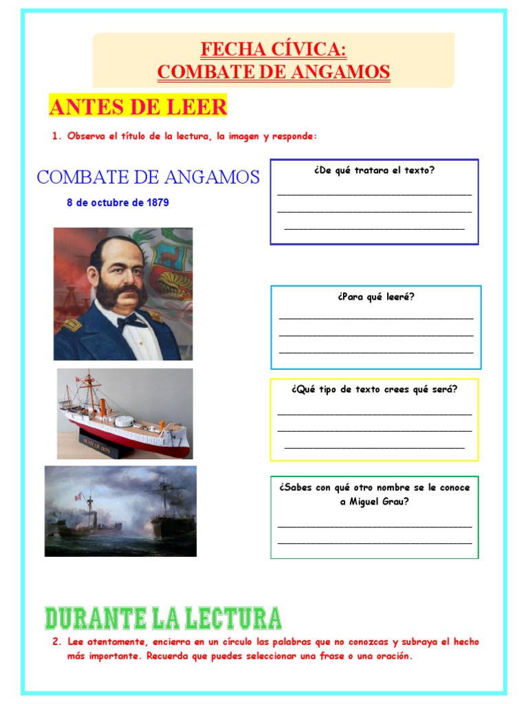 Ficha Combate de Angamos Fecha Cívica Fb Maestras de Primarias Unidas ...