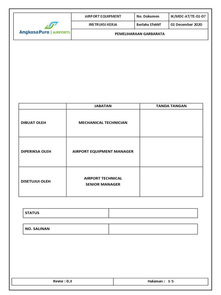 Ikmdc at Te 01 07 Pemeliharaan Garbarata Rev0.3 | PDF