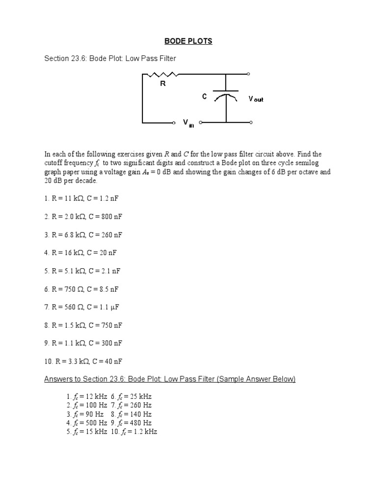 Online Bode Plots | PDF | Low Pass Filter | Hertz
