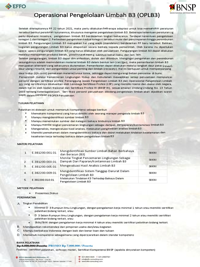 Syllabus Sertifikasi BNSP OPLB3 Online | PDF