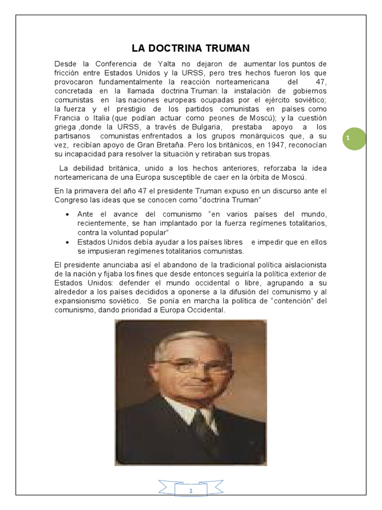 La doctrina Truman y el inicio de la política de contención ...