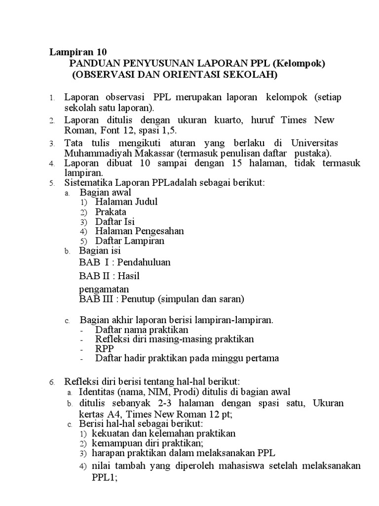 Format Laporan PPL Mahasiswa | PDF