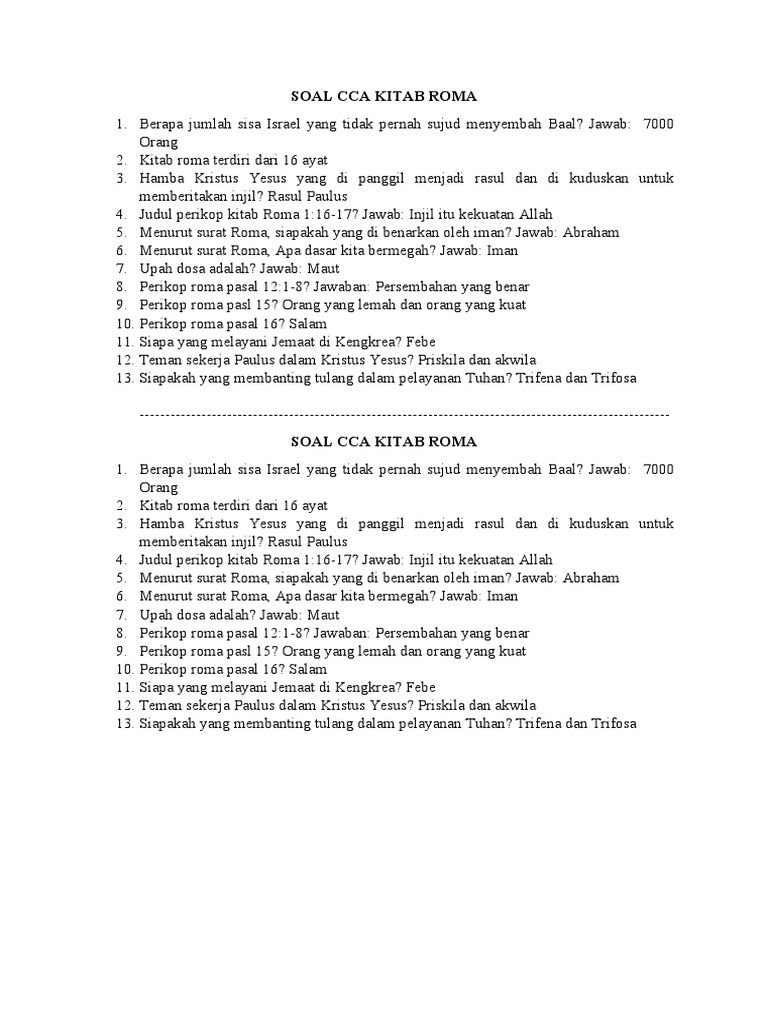 Soal Cca Kitab Roma | PDF