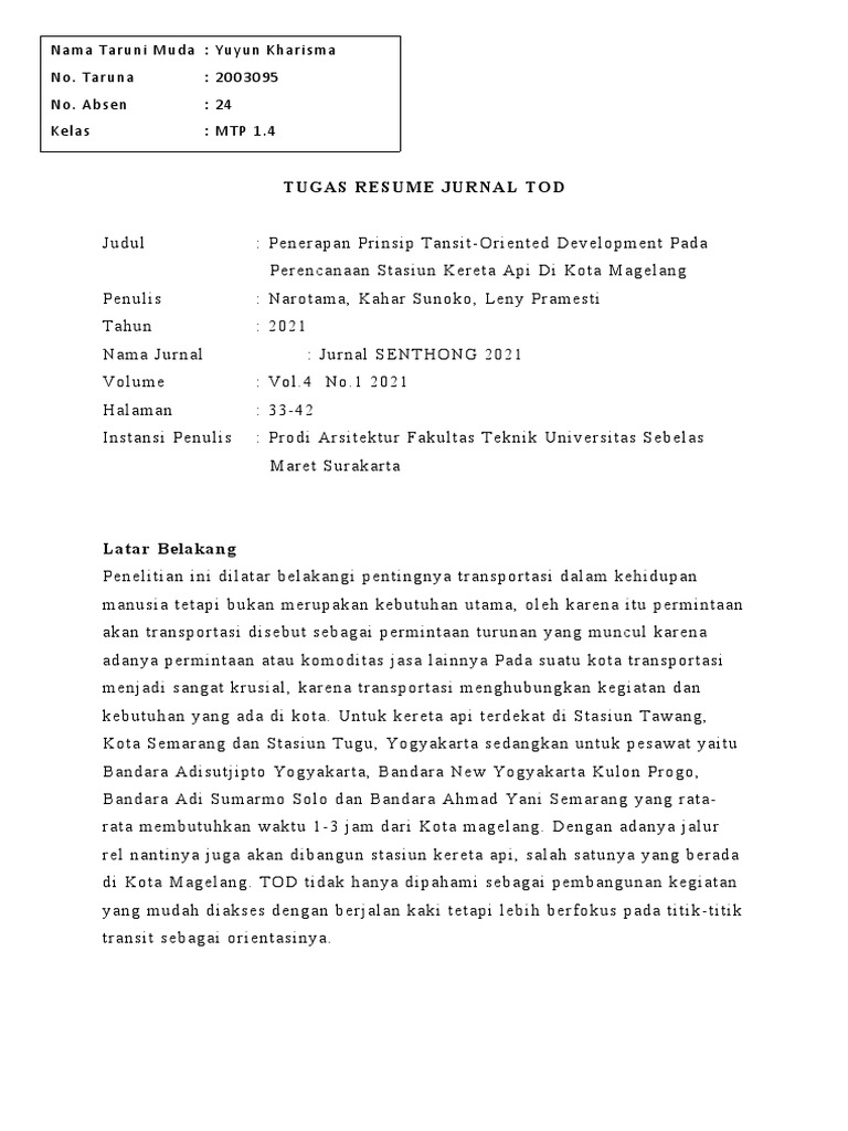Resume Jurnal Tod | PDF