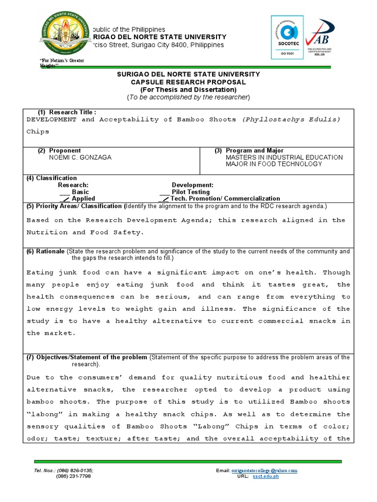 Gonzaga - Capsule Research Proposal | PDF | Foods | Junk Food