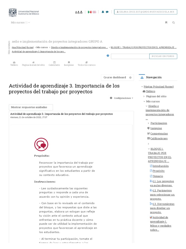 B1 - Actividad de Aprendizaje 3. Importancia de Los Proyectos Del Trabajo Por Proyectos | PDF ...