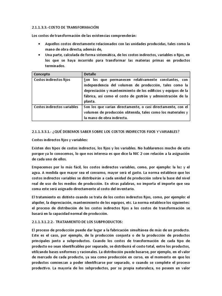 Costos de transformación: Un análisis de los conceptos clave de costos ...