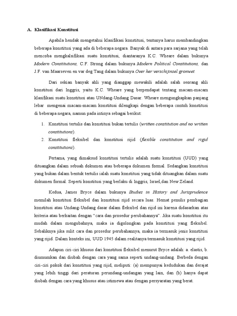 Klasifikasi Konstitusi | PDF