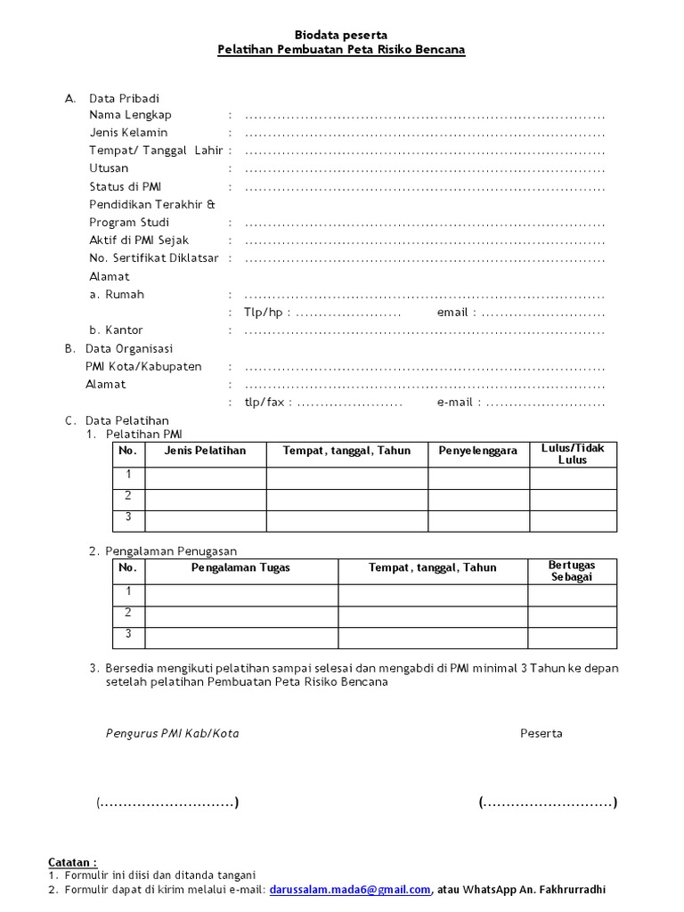 Biodata Peserta | PDF