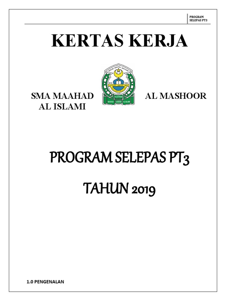 Contoh KERTAS KERJA PROGRAM SELEPAS PT3 | PDF