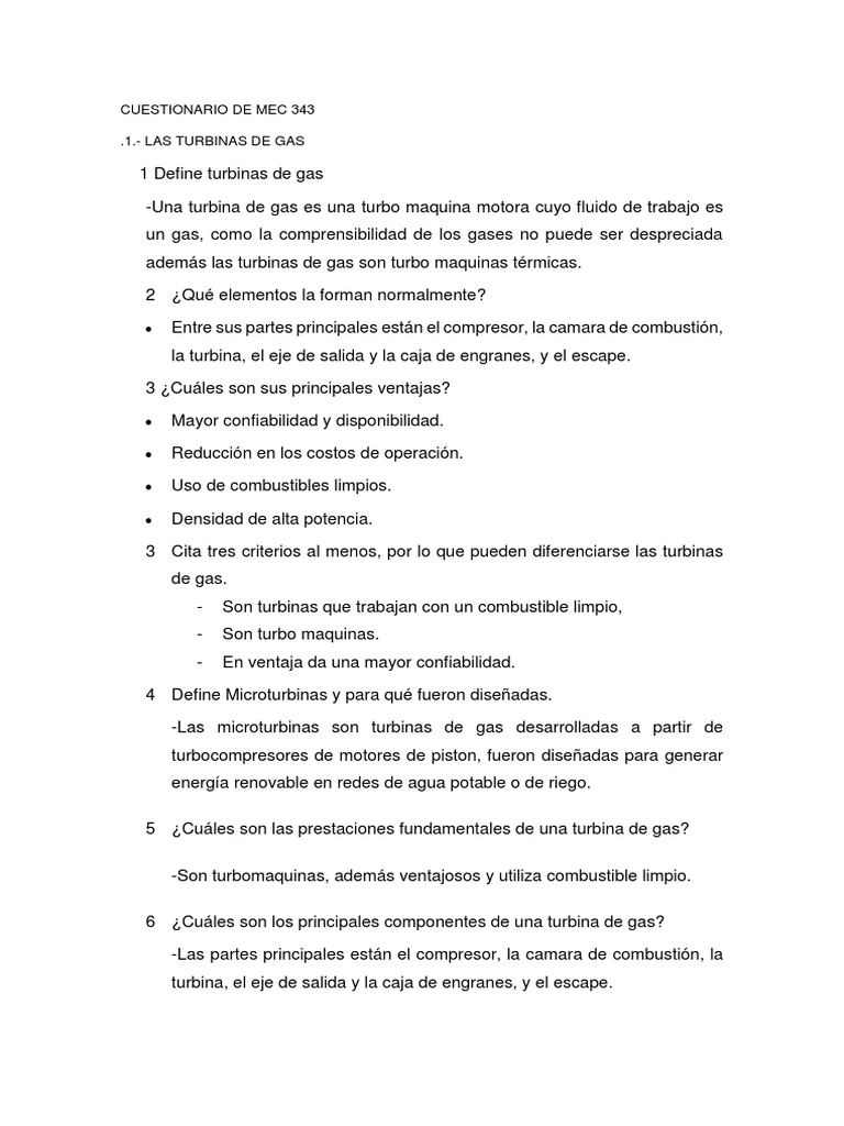 Cuestionario de Mec 343 | PDF | Turbocompresor | Rodamiento (Mecánico)
