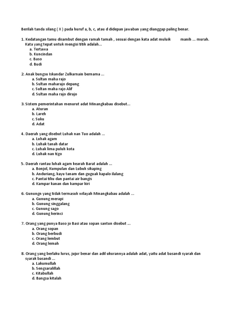 Soal Bam Kelas 6 | PDF