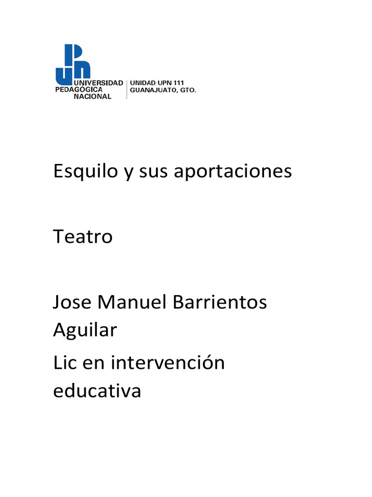 Esquilo y Sus Aportaciones | PDF | Esquilo | Tragedia griega