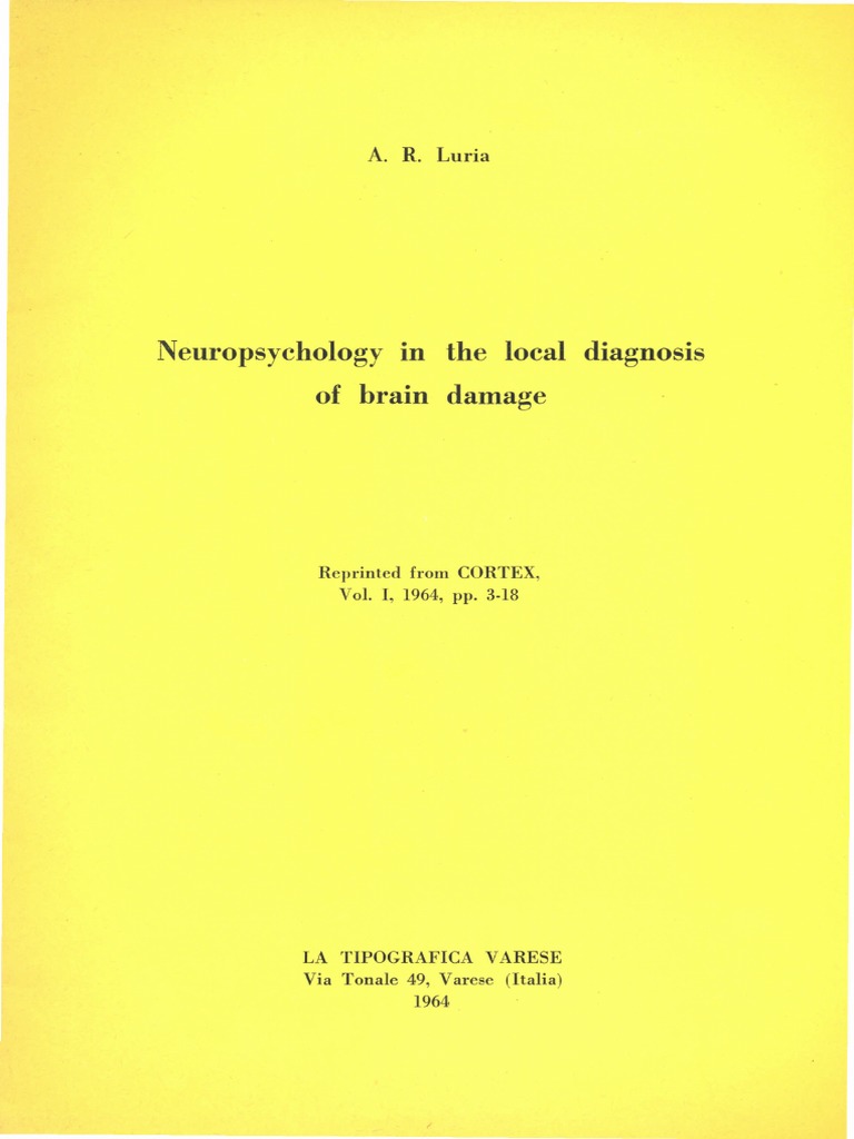 Luria R., Alexander - Neuropsychology in The Local Diagnosis of Brain ...