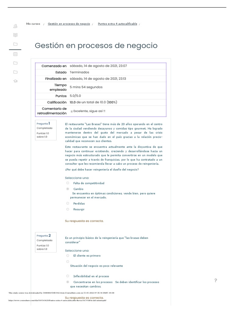 Puntos Extra 4 Autocalificable Revisi N Del Intento PDF | PDF ...