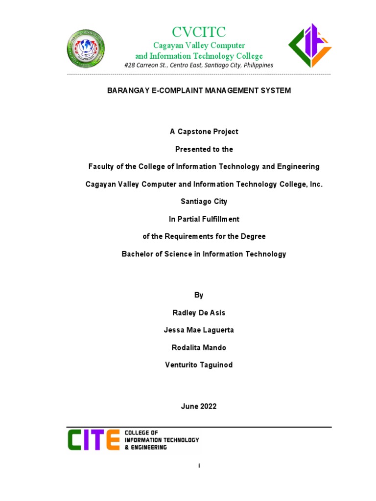 Barangay E ComplaintManagementSystem | PDF | E Government | Software ...