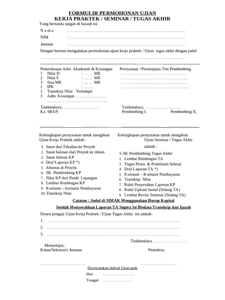 Formulir Permohonan Ujian | PDF