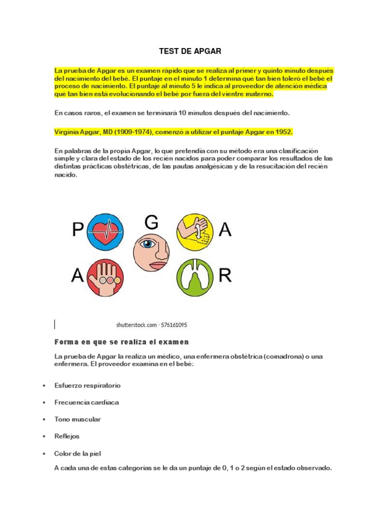 Test de Apgar | PDF | Parto | Medicina CLINICA