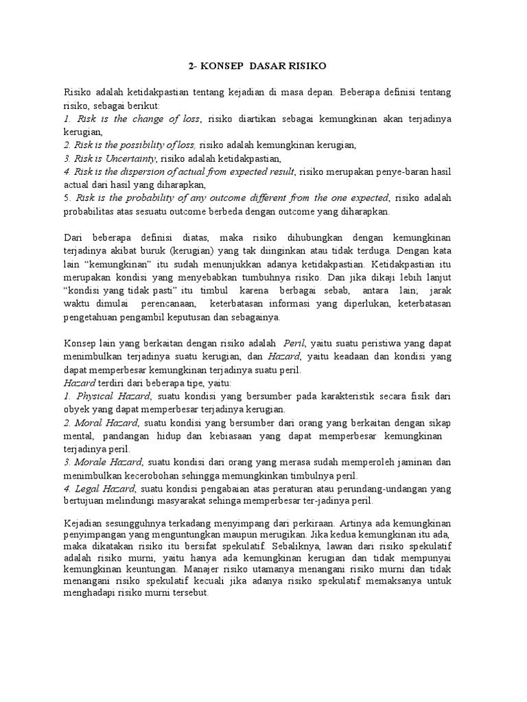 KONSEP DASAR RISIKO | PDF