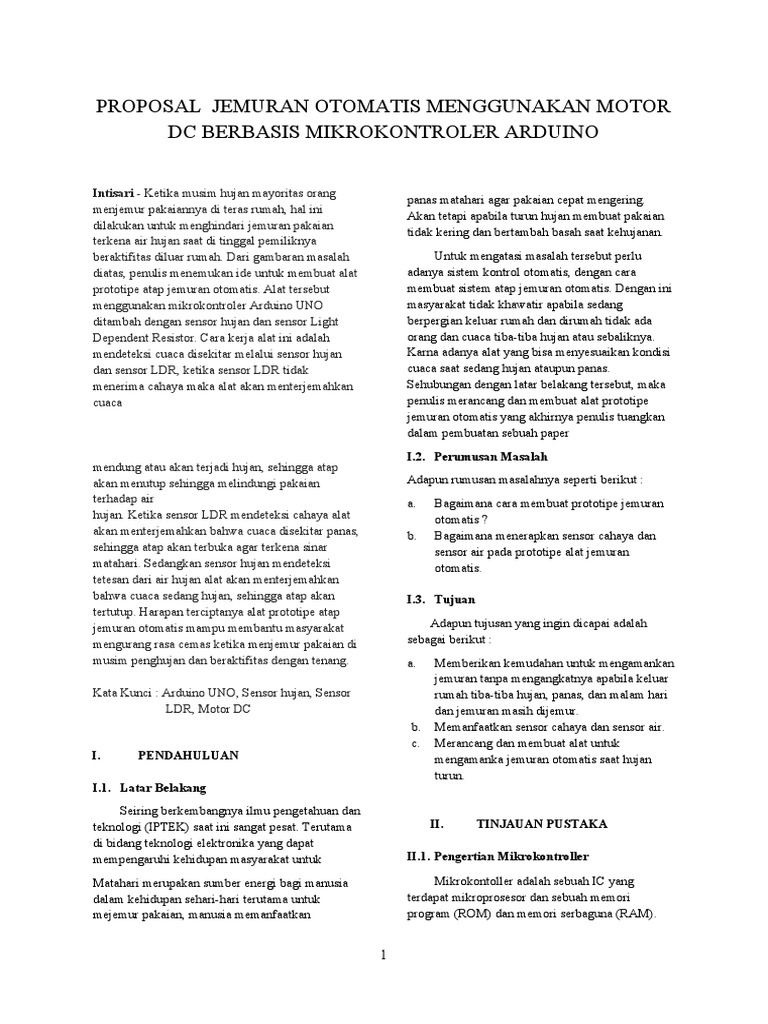 Prototipe Jemuran Otomatis Menggunakan M | PDF