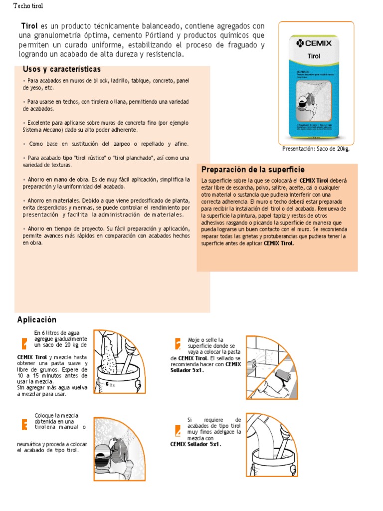 Aplicación y características del Tirol | PDF | Hormigón | Materiales