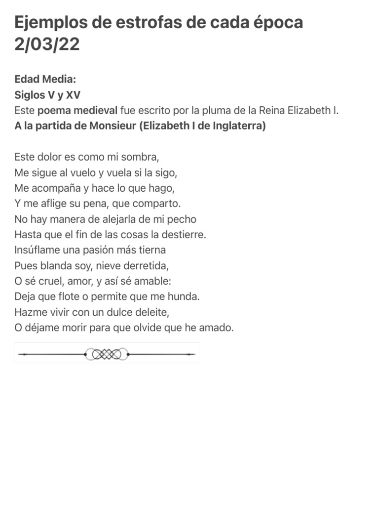 Ejemplos de Estrofas de Cada Época 20322 | PDF
