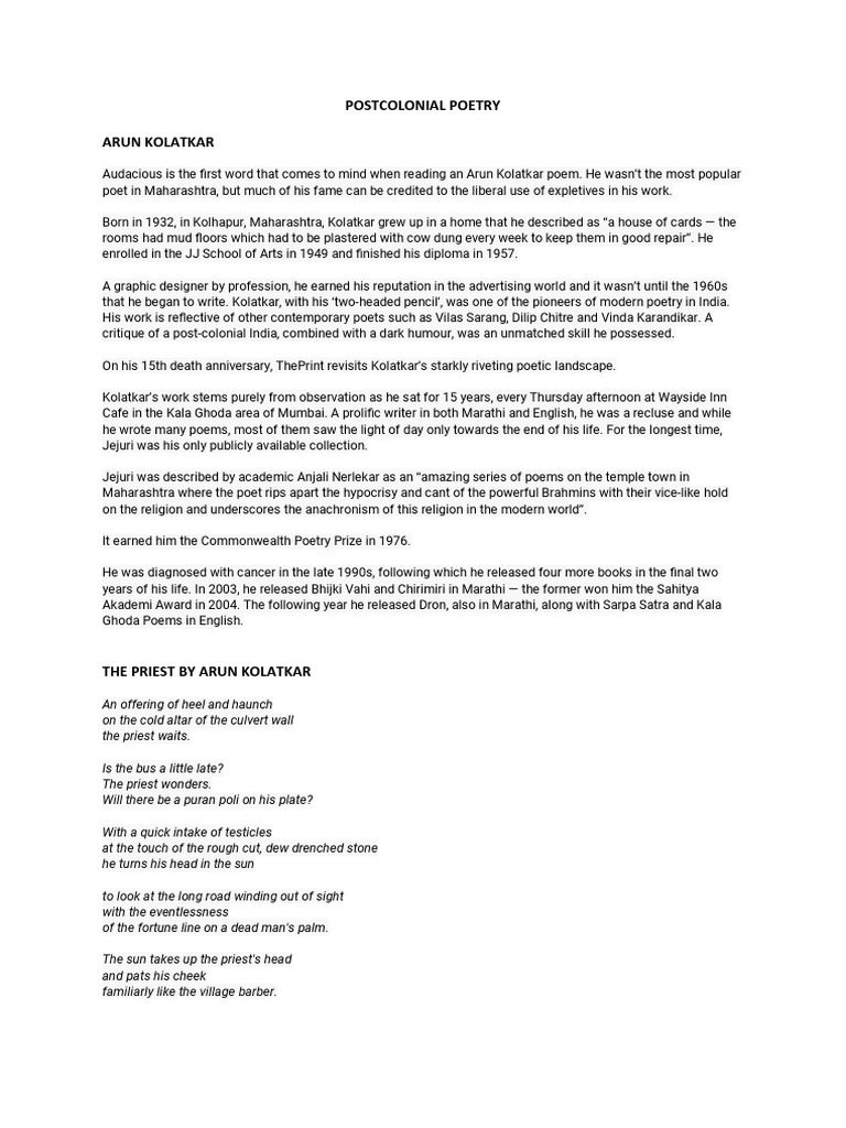 Postcolonial Poems | PDF