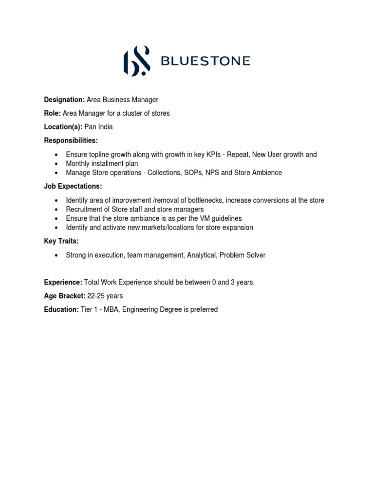 JD - BlueStone Jewellery and Lifestyle PVT LTD - IMI New Delhi | PDF