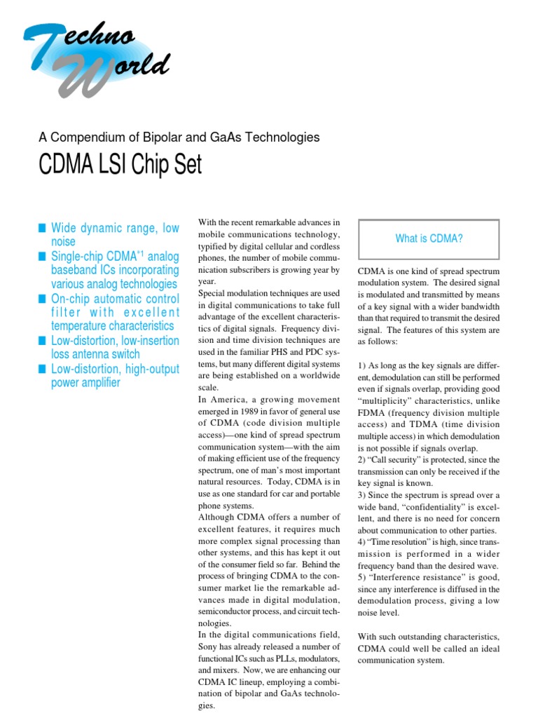 Cdma Lsi Chip Set: A Compendium of Bipolar and Gaas Technologies | PDF | Code Division Multiple ...