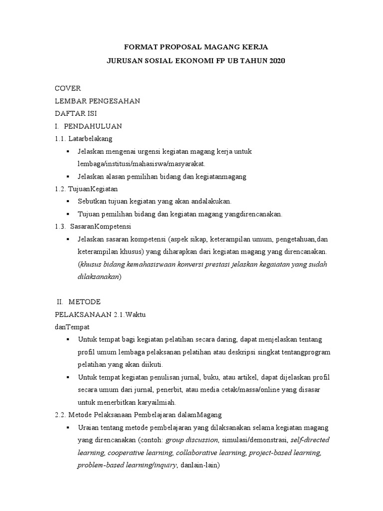 Format Proposal Magang 2020 | PDF