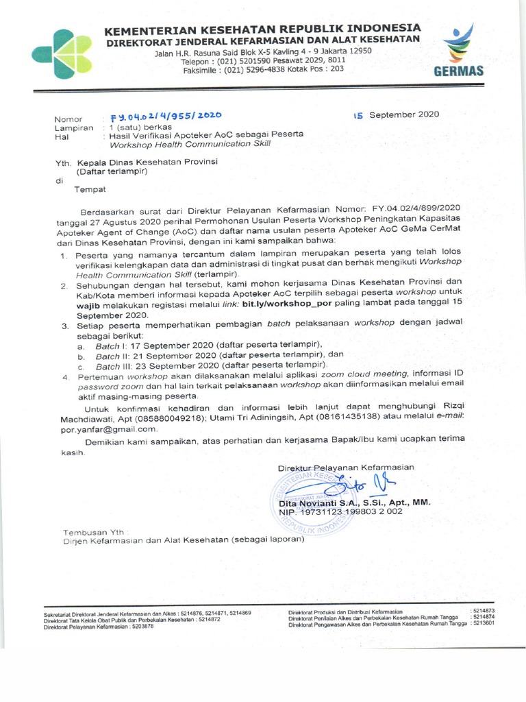 Surat Verifikasi AoC WS Health Communication Skill | PDF