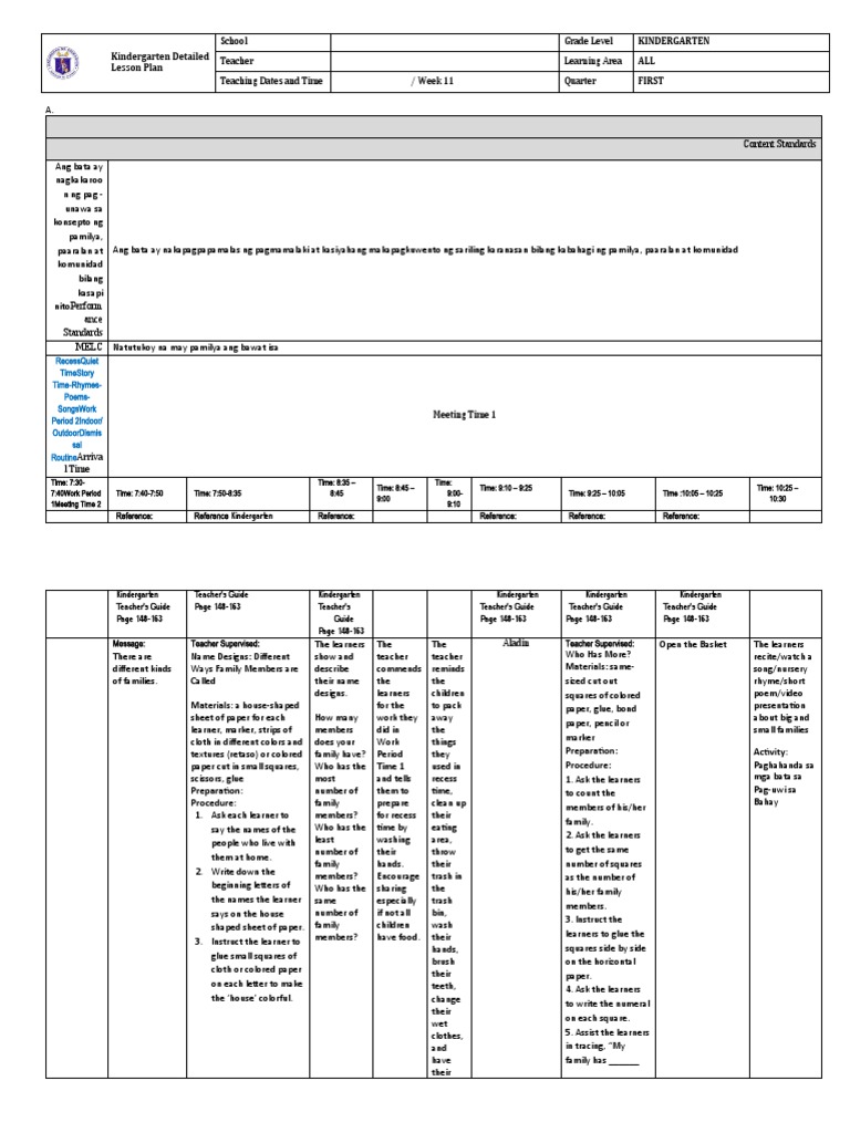 Kinder-New-DLL Week11 - Day2 | PDF | Kindergarten