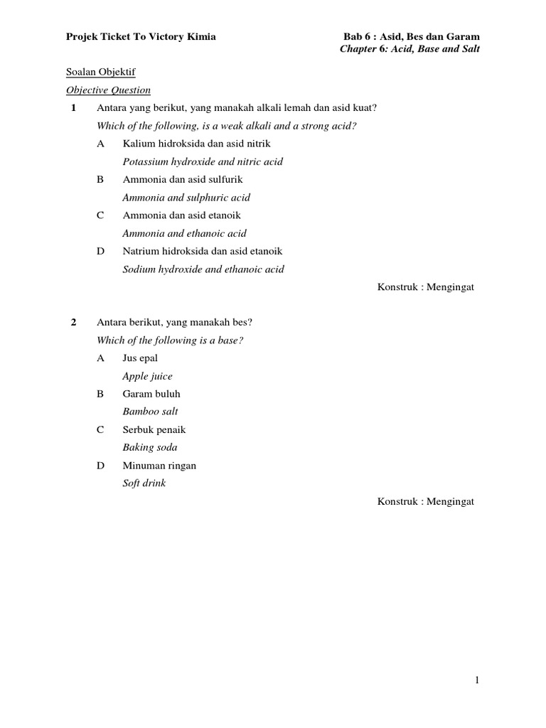 Projek Ticket To Victory Kimia Bab 6: Asid, Bes Dan Garam Chapter 6 ...