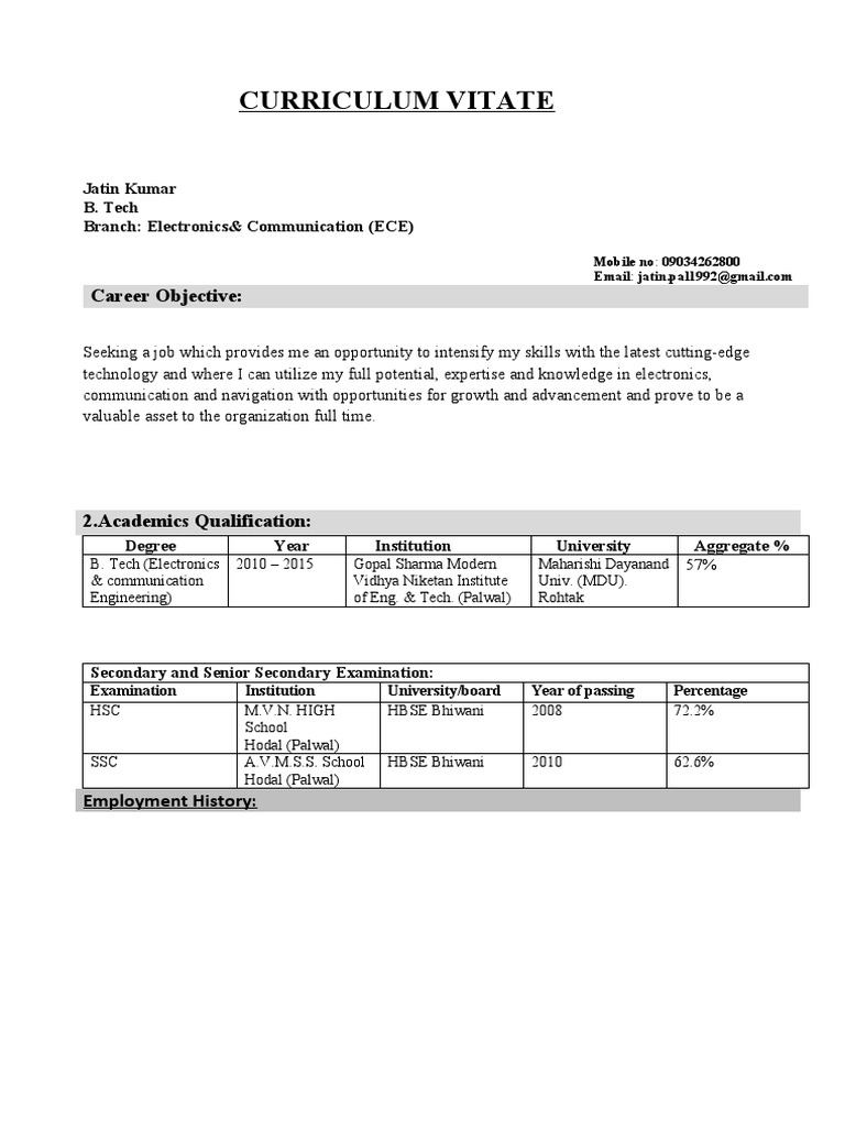CV Jatin Kumar | PDF