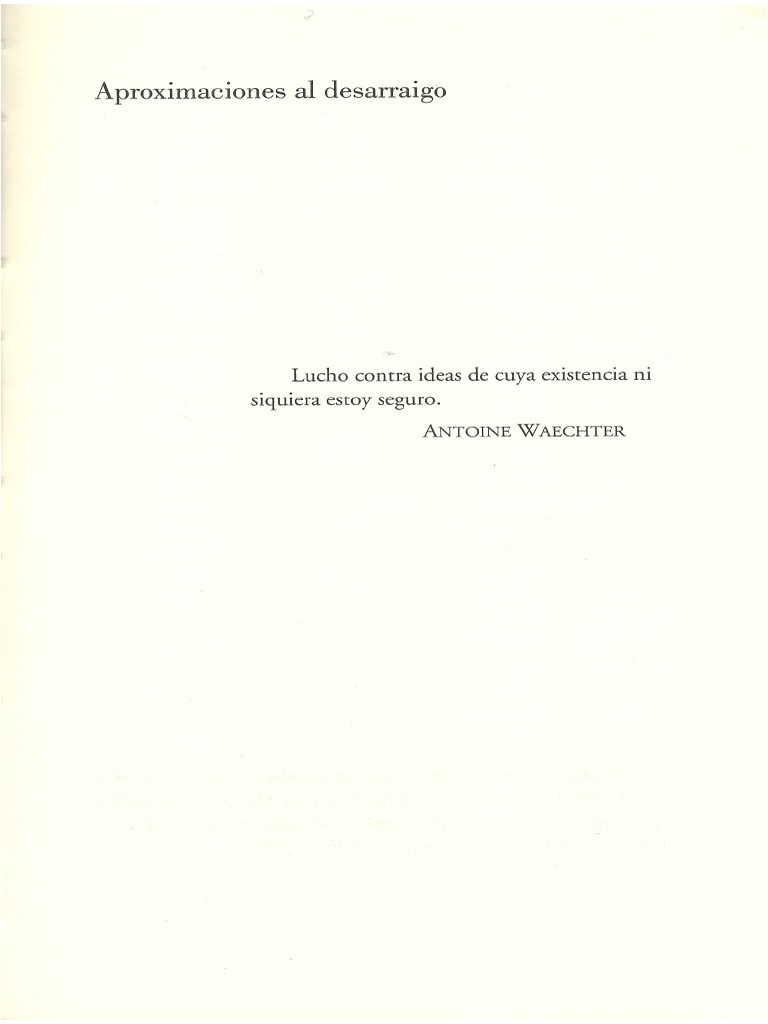 Aproximaciones Al Desarraigo | PDF