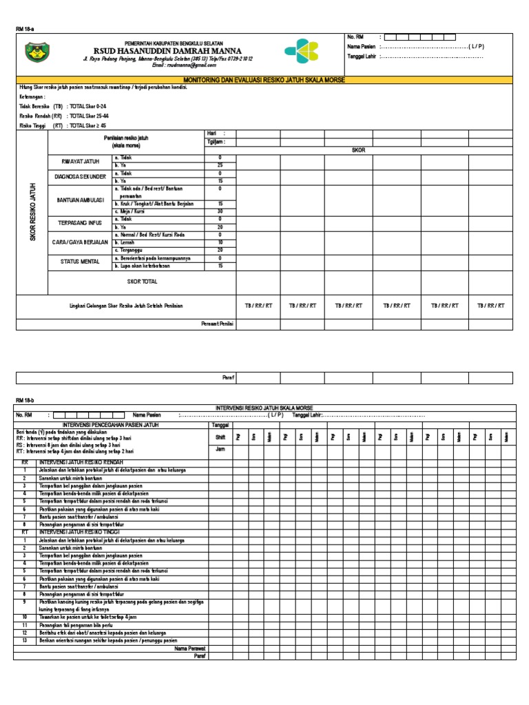 Form Monitoring Dan Evaluasi Resiko Jatuh Skala Morse | PDF