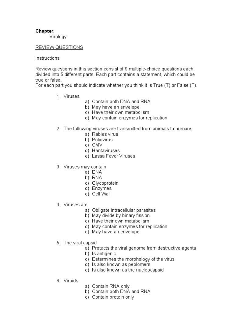 Review Questions Virology | PDF