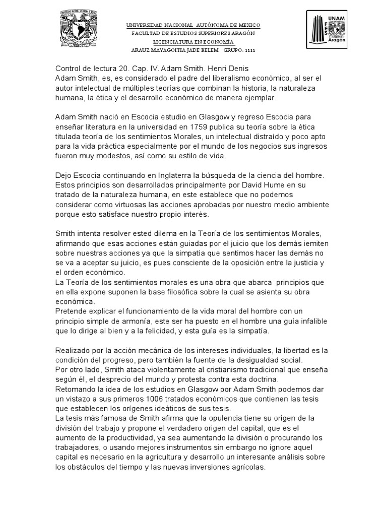 Cap. IV. Adam Smith. Henri Denis | PDF | Adam Smith | Riqueza