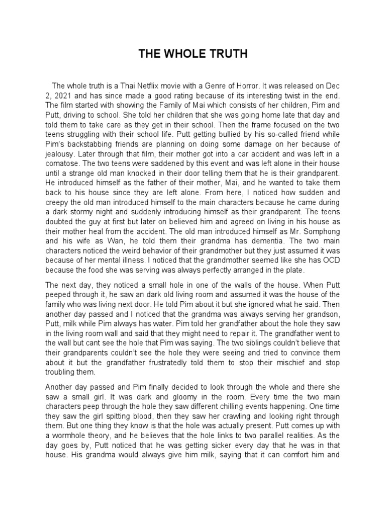 The Whole Truth Summary Pdf Grandparent