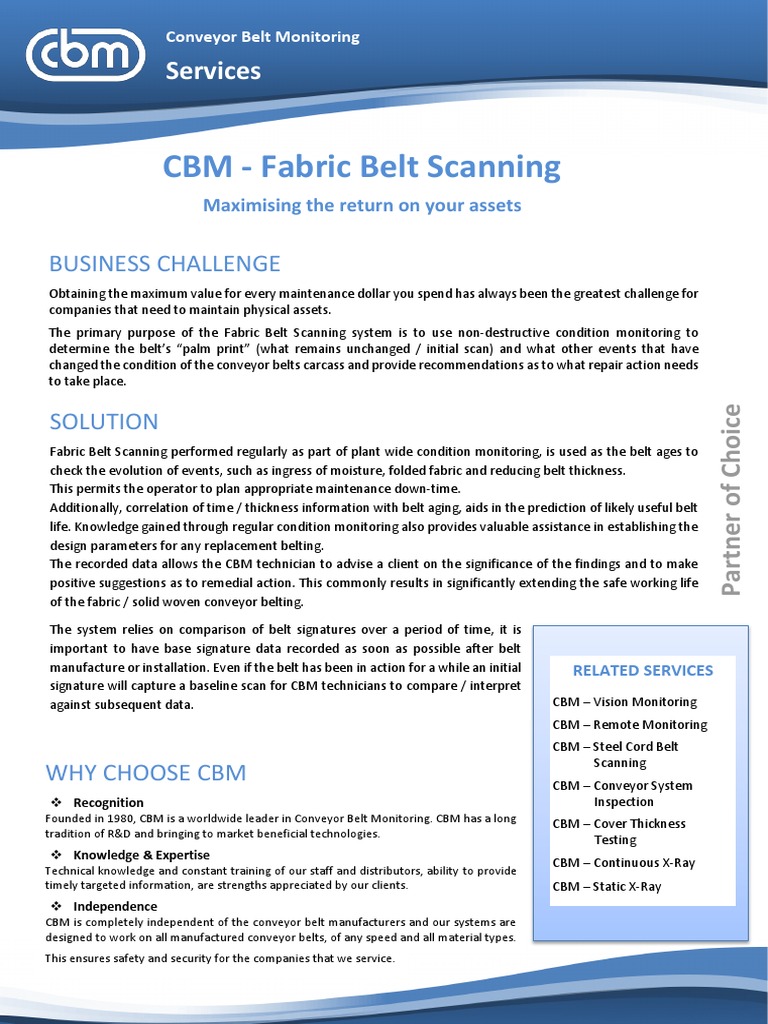 CBM Flyer Fabric Belt Scanning | PDF