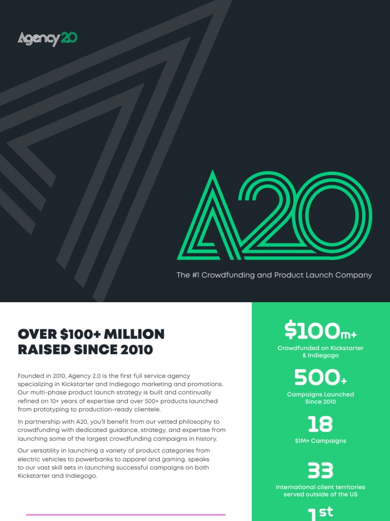 Agency 2.0 Proposal - Fully Managed Crowdfunding Campaign (Q3.22) | PDF | Indiegogo | Sales